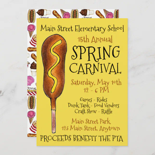 Spring Fair Carnival Festival Corn Dog Corndog Invitation | Zazzle
