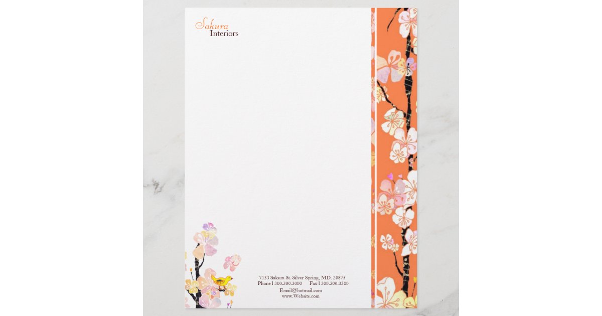 Spring Floral Bird Home Interior Business Letterhead | Zazzle