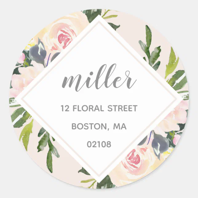Spring Floral Blush | Address Sticker | Zazzle