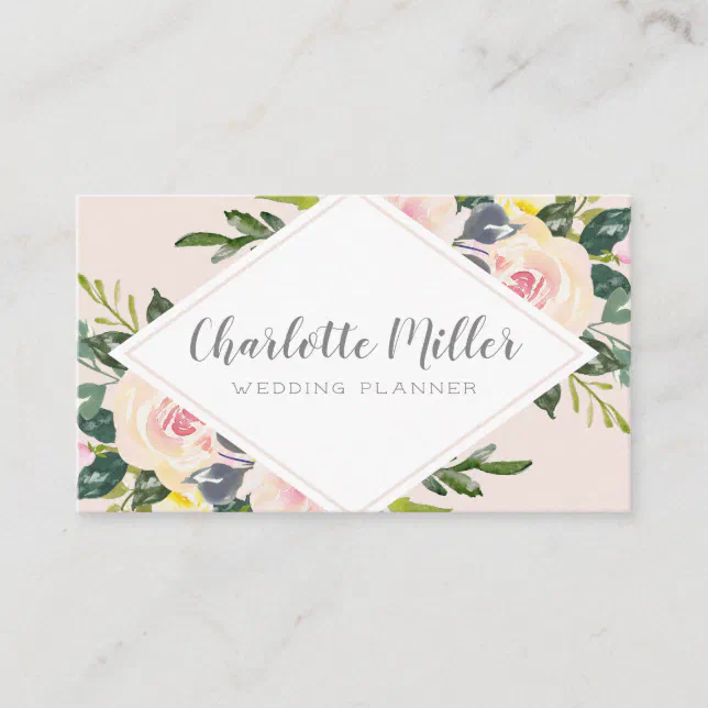 Spring Floral Blush Watercolor Business Card | Zazzle