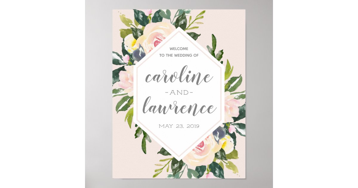 Spring Floral Blush | Wedding Welcome Sign | Zazzle