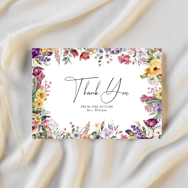 Spring Floral Bridal Shower Thank You Card | Zazzle