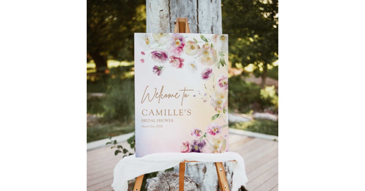 Spring Floral Bridal Shower Welcome Sign | Zazzle