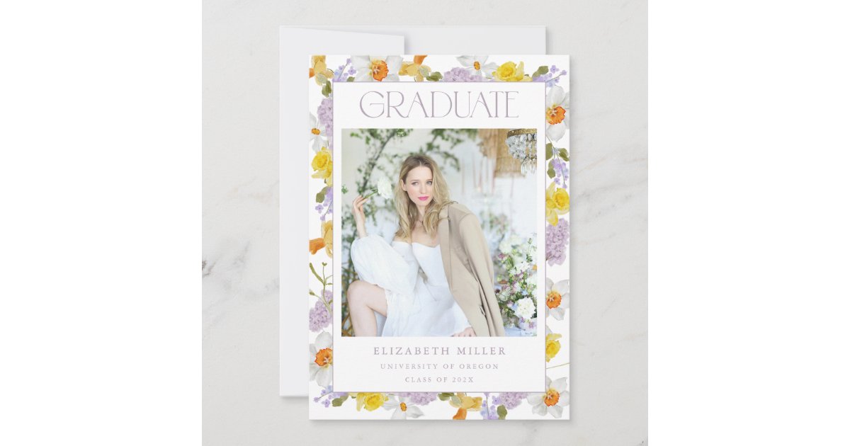 Spring Floral Graduation Announcement Card Invite | Zazzle