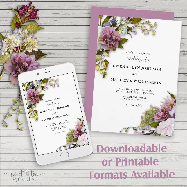Spring Floral Greenery Wedding Invitation | Zazzle