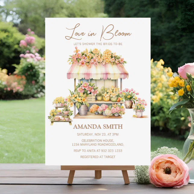 Spring Floral Market Love In Bloom Bridal Shower Invitation | Zazzle