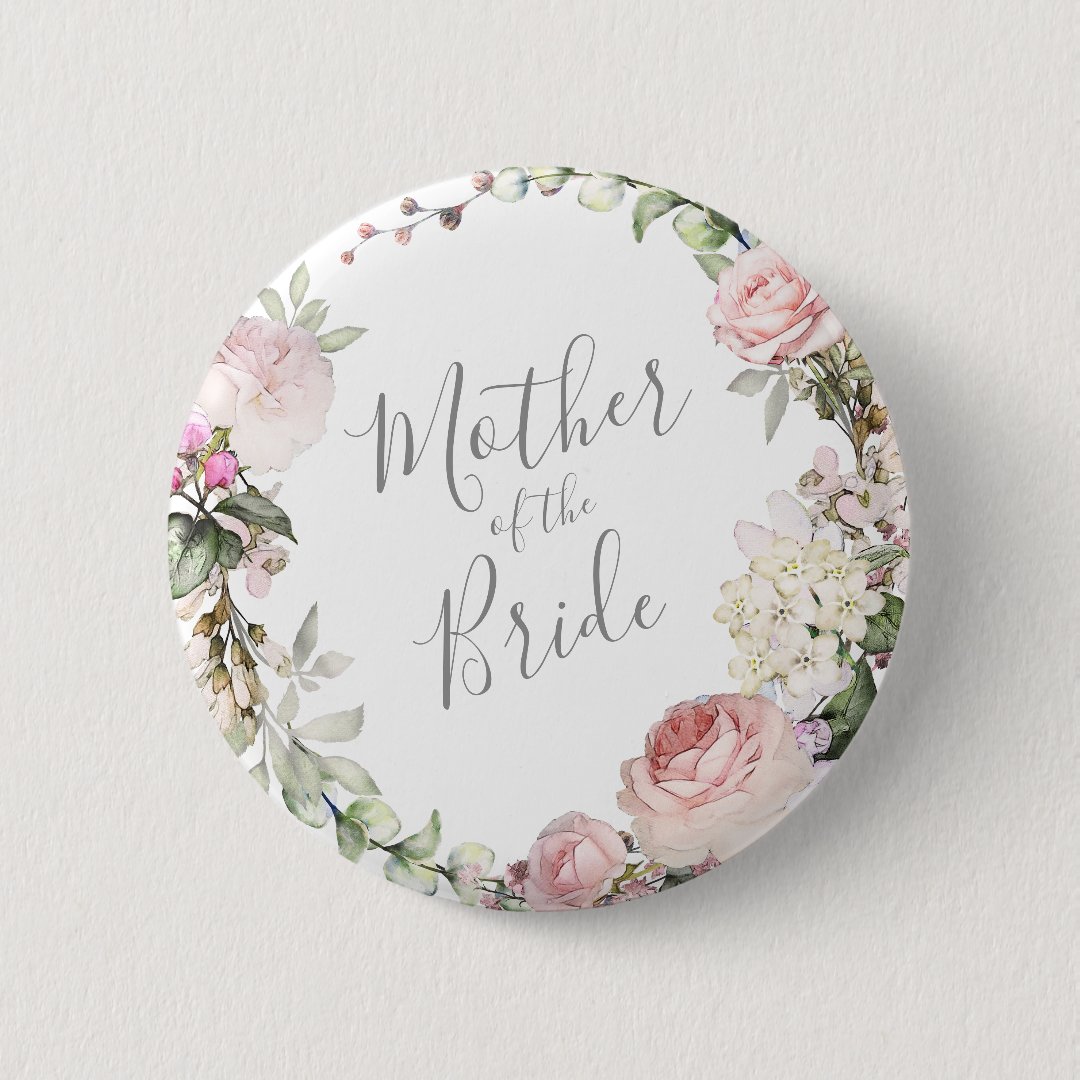 Spring Floral Mother of the Bride Button | Zazzle