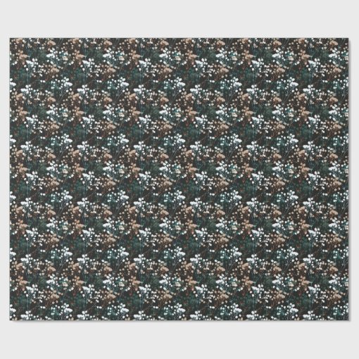 Spring Floral Pattern in Black BG Wrapping Paper | Zazzle