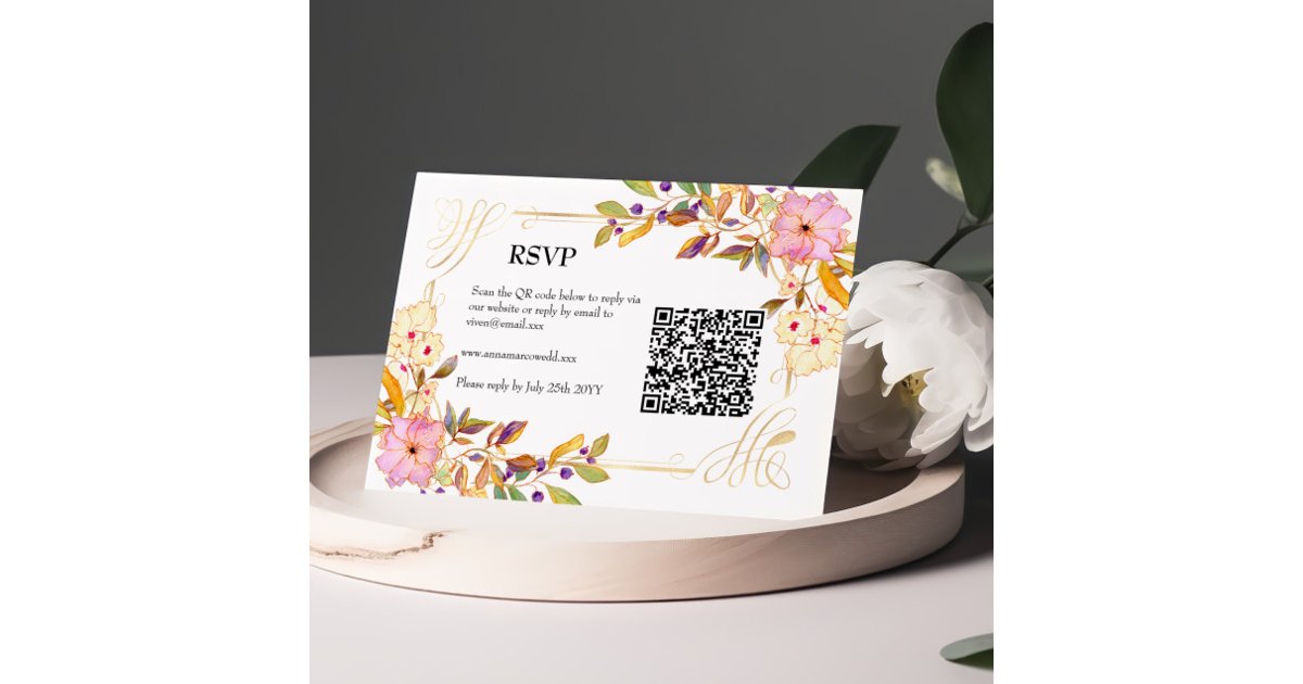 Spring Floral QR Code Rsvp Card | Zazzle