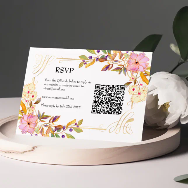 Spring Floral QR Code Rsvp Card | Zazzle
