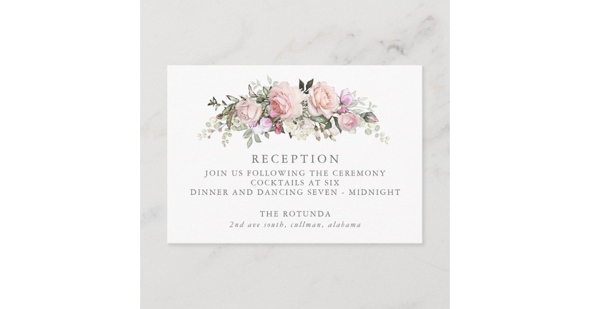 Spring Floral Reception Card | Zazzle