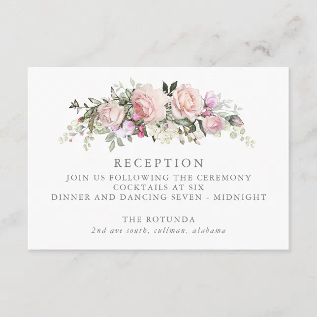 Spring Floral Reception Card | Zazzle