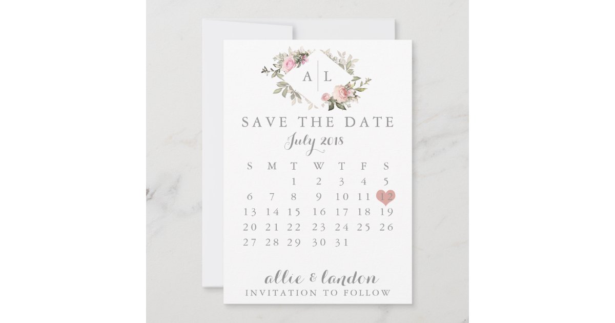 Spring Floral Save The Date Calendar | Zazzle