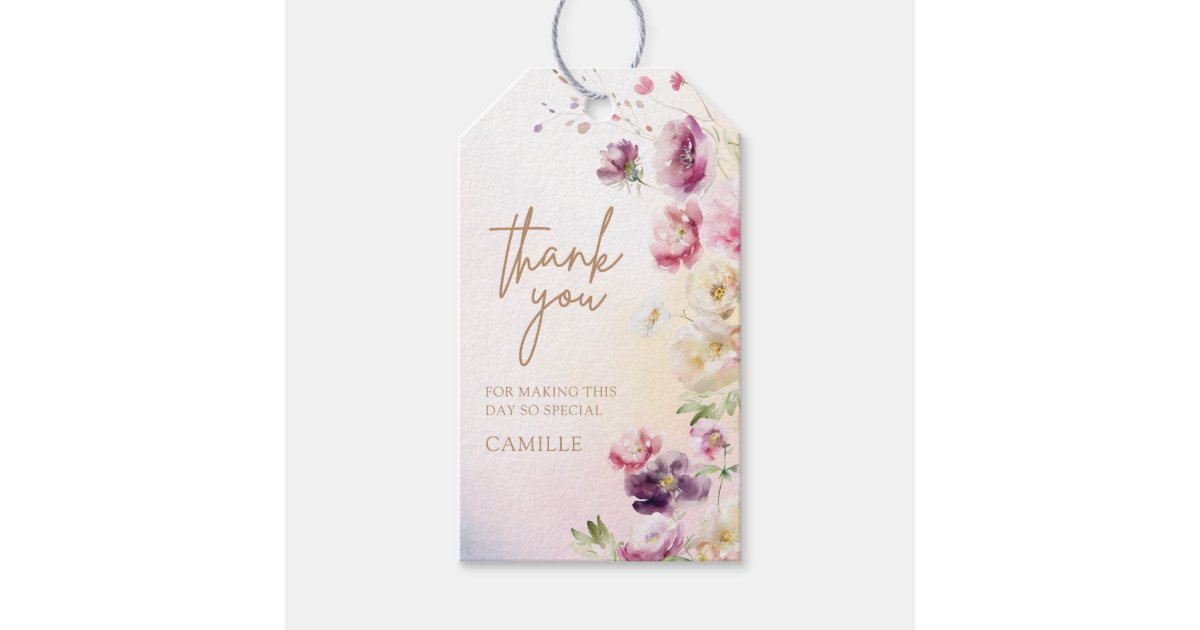 Spring Floral Thank you Gift Tags | Zazzle