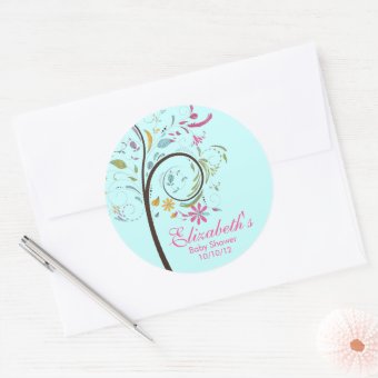 Spring Floral Tree Baby Shower Sticker | Zazzle