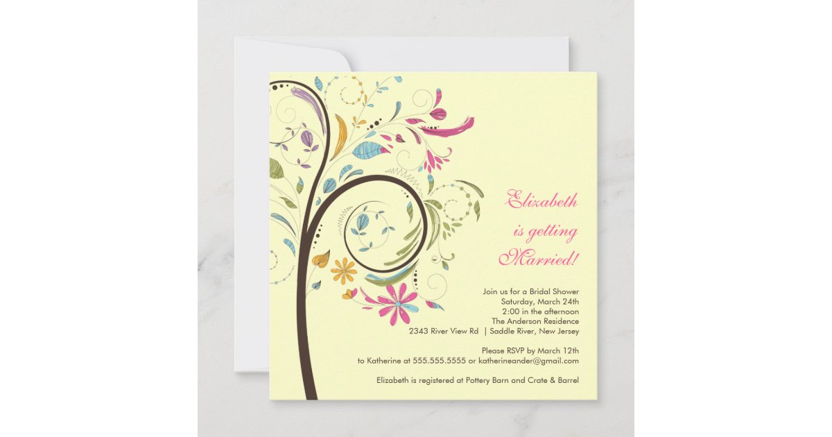 Spring Floral Tree Bridal Shower Invitation | Zazzle