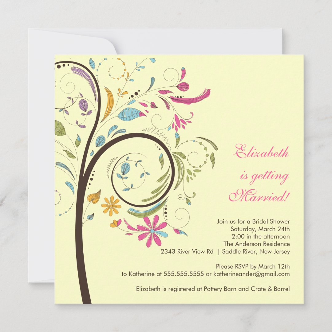 Spring Floral Tree Bridal Shower Invitation | Zazzle