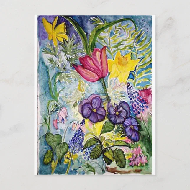 Spring Floral Watercolor Postcard | Zazzle