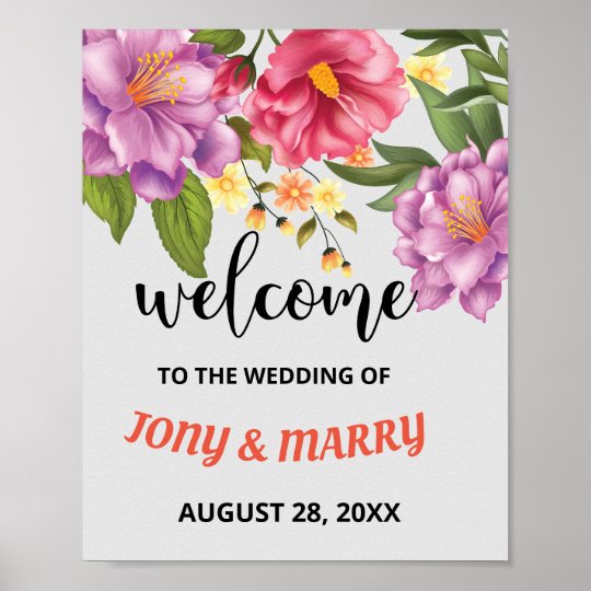 Spring Floral Wedding Welcome Sign | Zazzle.com