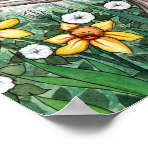 Spring Flower Fairy Daffodils and Butterfly Poster | Zazzle