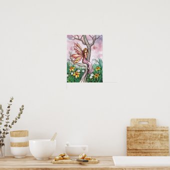 Spring Flower Fairy Daffodils and Butterfly Poster | Zazzle