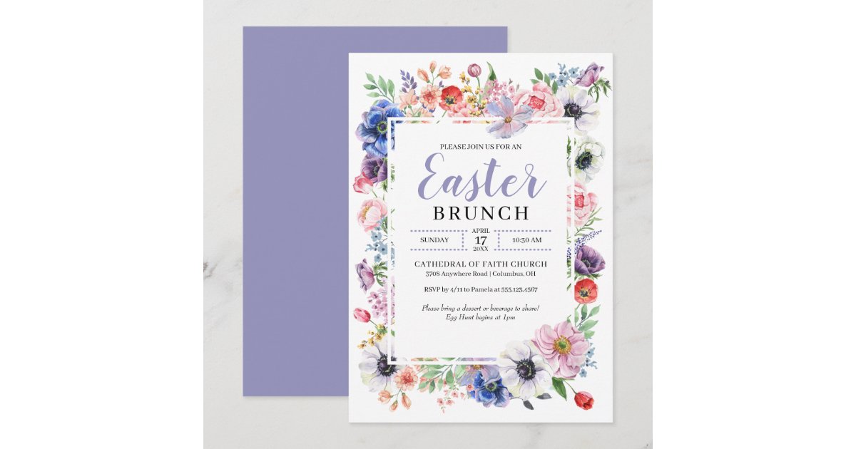 Spring Flower Garden Easter Brunch Invitation | Zazzle