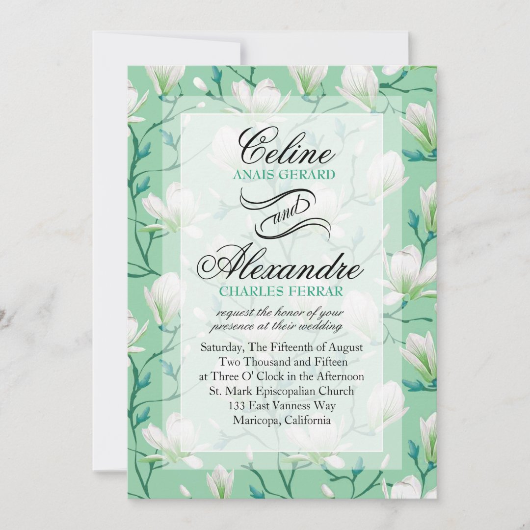 Spring Flower Garden Wedding | mint green Invitation | Zazzle