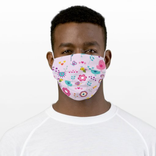 Spring Flowers and Bees Adult Cloth Face Mask | Zazzle