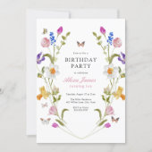Spring Flowers and Butterflies Birthday Invitation | Zazzle