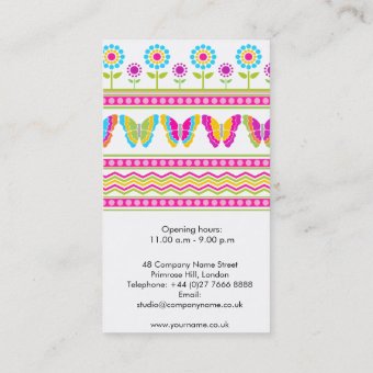 Spring flowers and butterflies Business Card | Zazzle