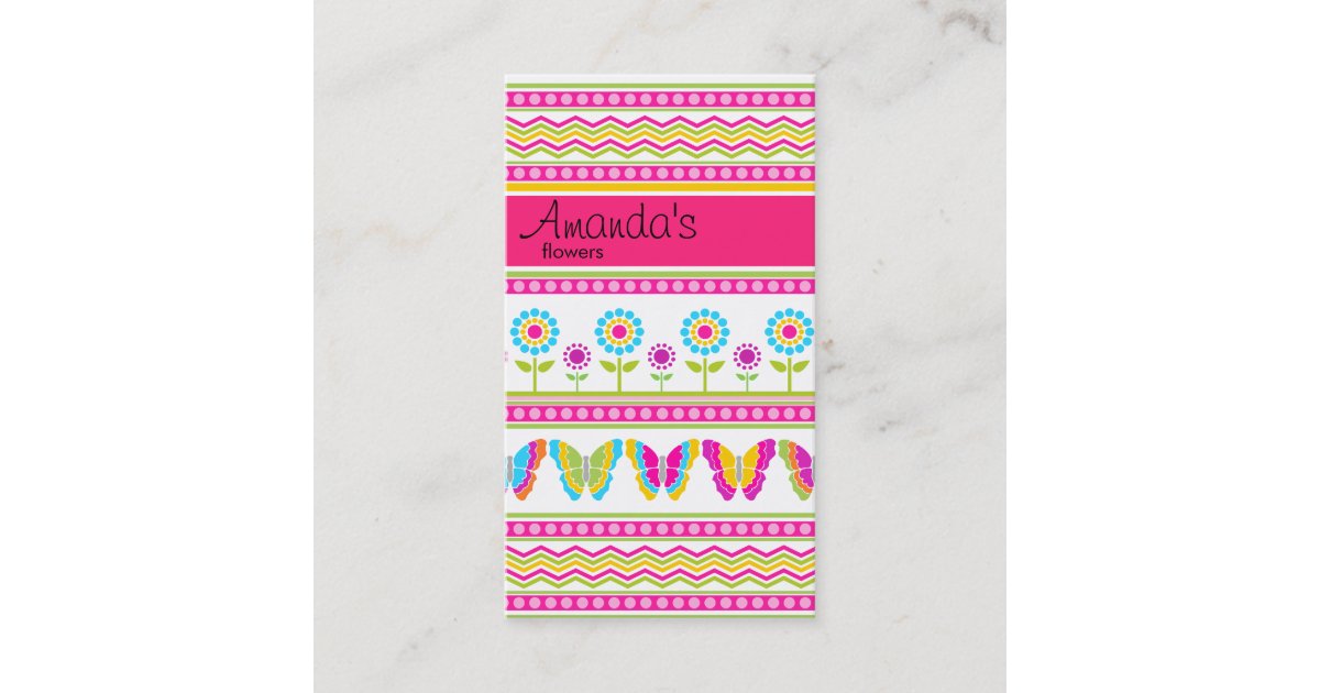Spring flowers and butterflies Business Card | Zazzle