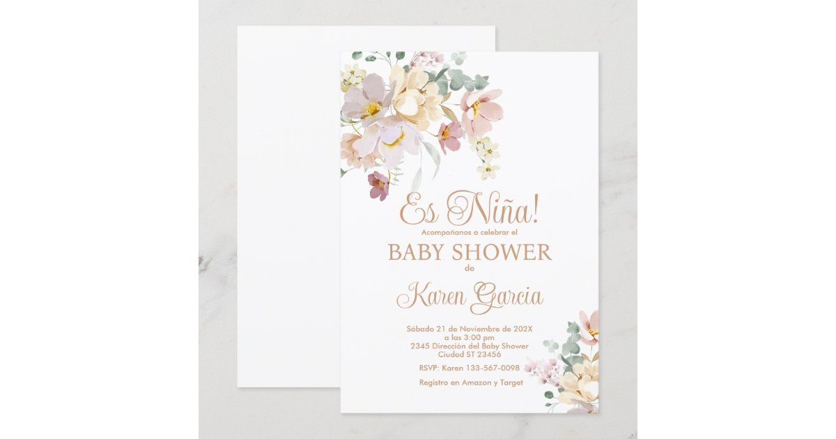 Spring Flowers Baby Shower Girl Invitation | Zazzle