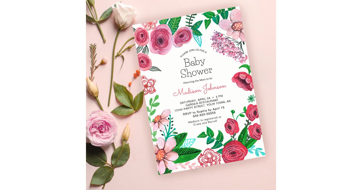 Spring Flowers | Baby Shower | Invitation | Zazzle