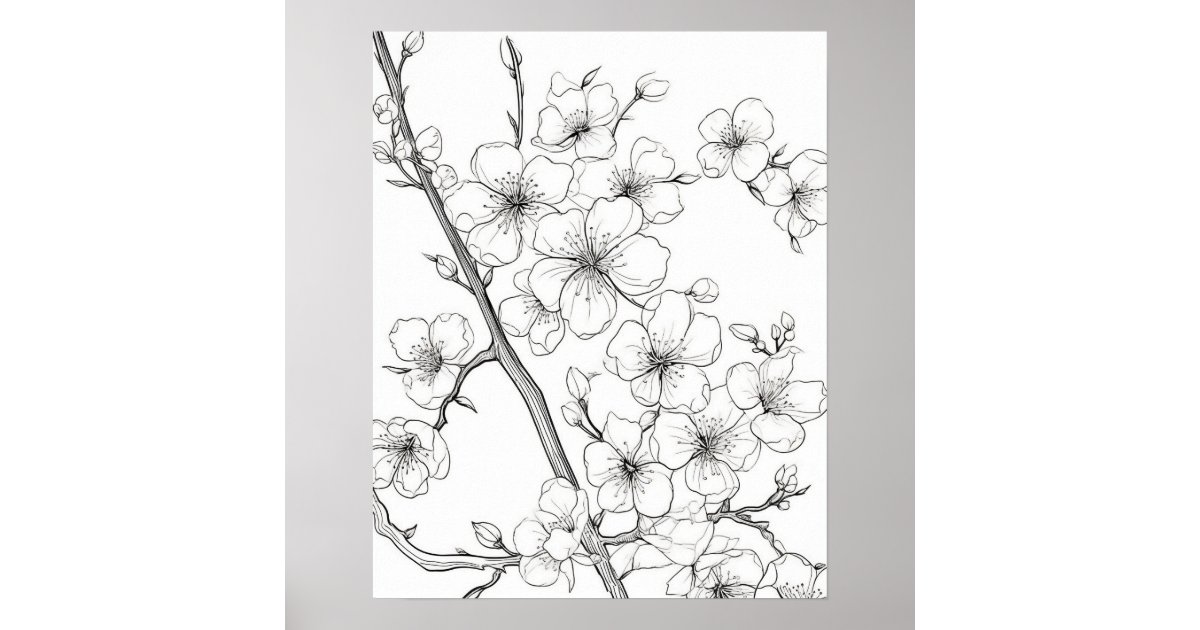 Spring Flowers Coloring Poster for Adults | Zazzle