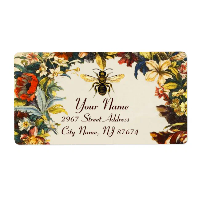 SPRING FLOWERS HONEY BEE ,BEEKEEPER LABEL | Zazzle
