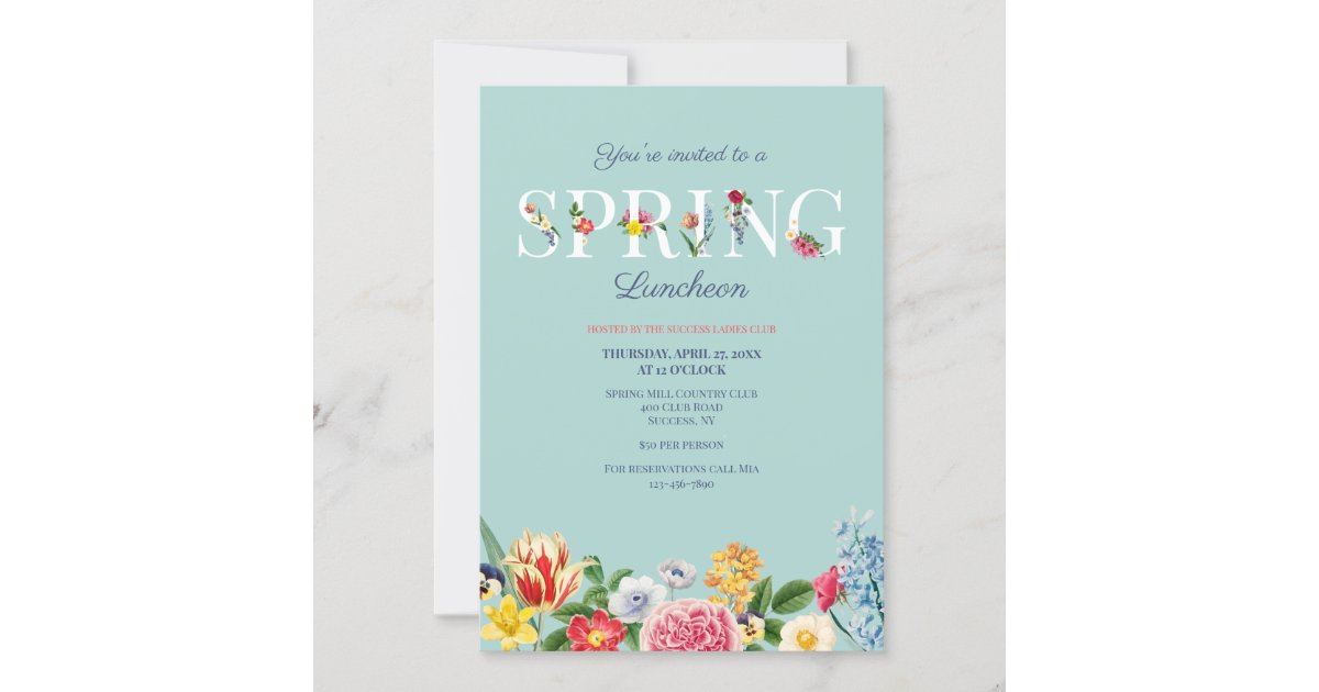 Spring Flowers Luncheon Invitation | Zazzle