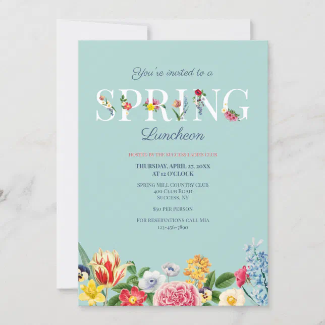 Spring Flowers Luncheon Invitation | Zazzle