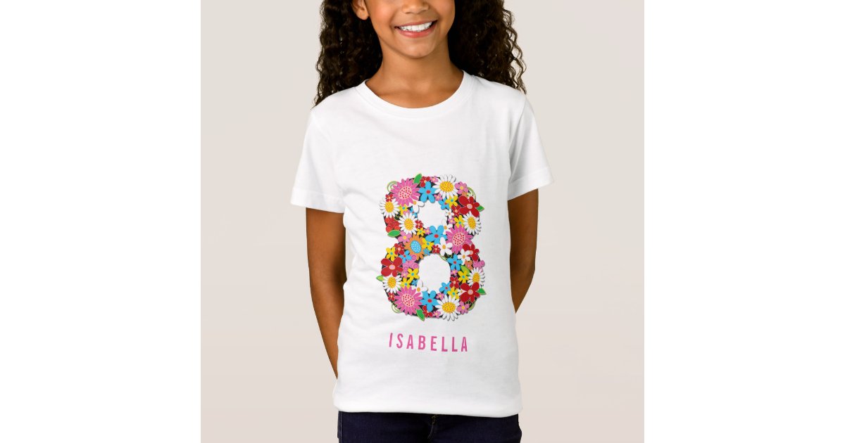 Spring Flowers Number Eight 8th Birthday Party T-Shirt | Zazzle
