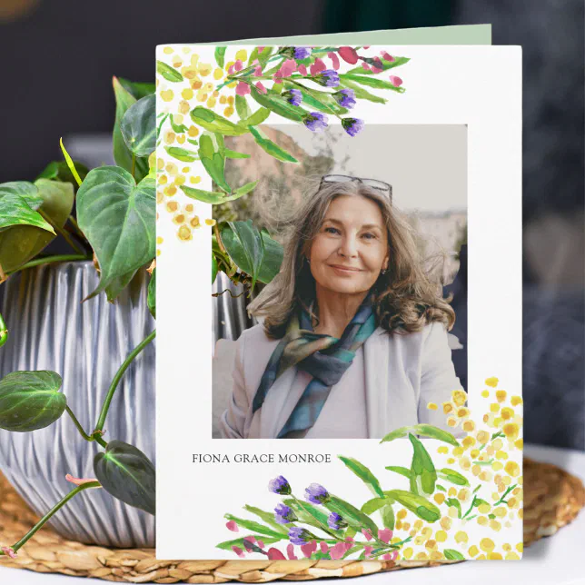 Spring Flowers Photo Memorial Folded Program | Zazzle