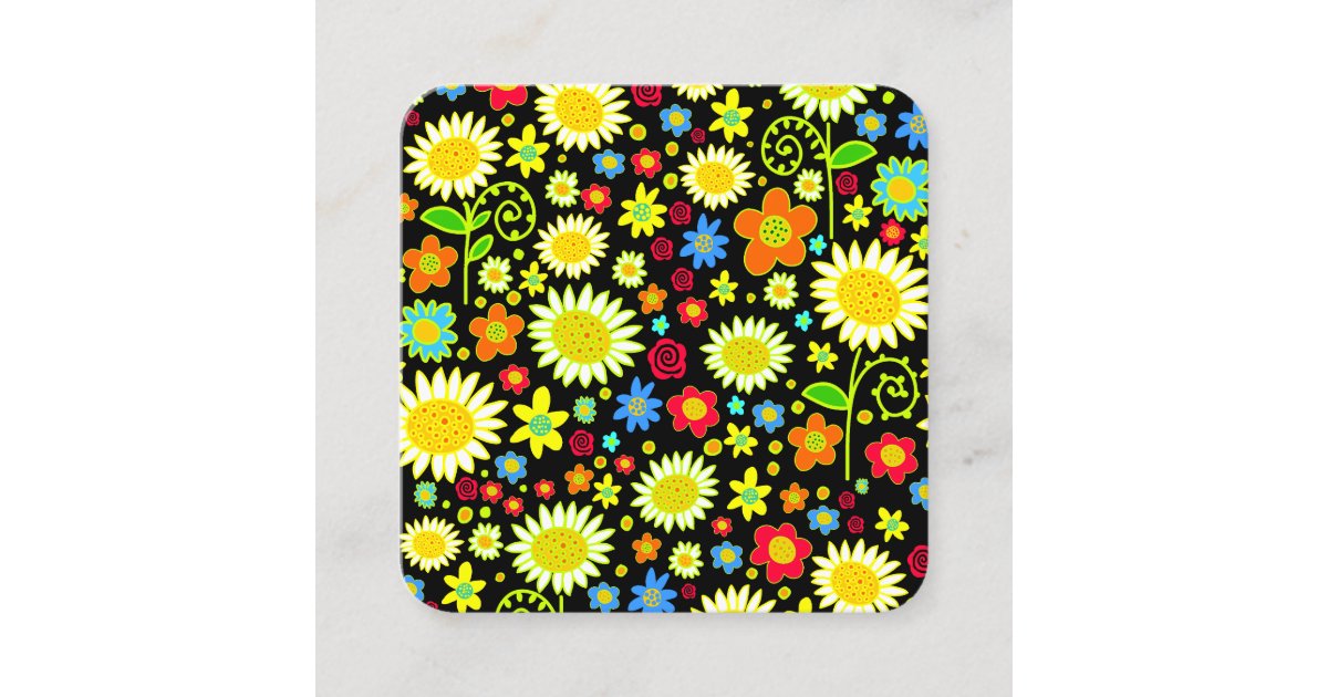 Spring Flowers Square Business Card | Zazzle