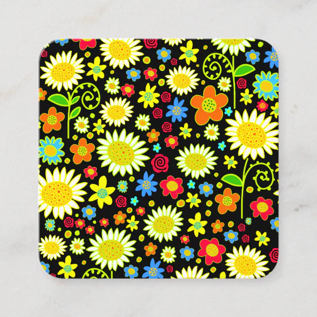 Spring Flowers Square Business Card | Zazzle