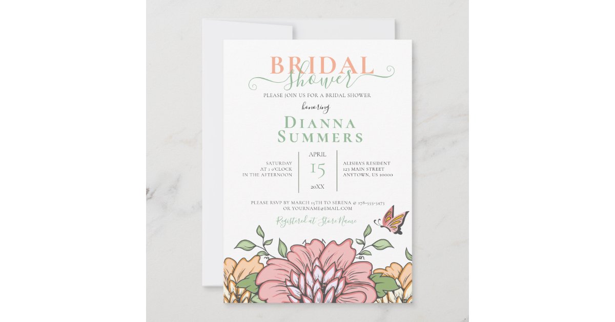 Spring Flowers Wedding Bridal Shower Invitation | Zazzle