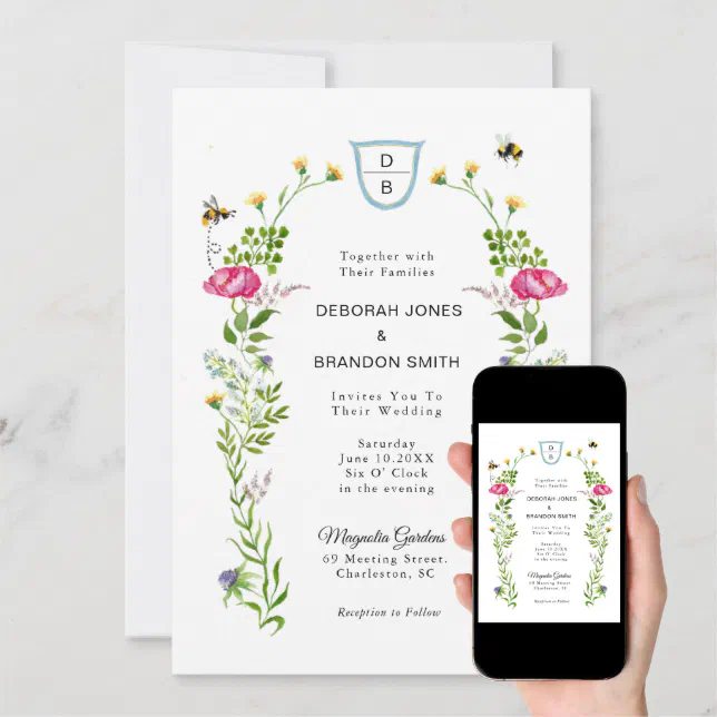 Spring flowers Wedding Invitation | Zazzle