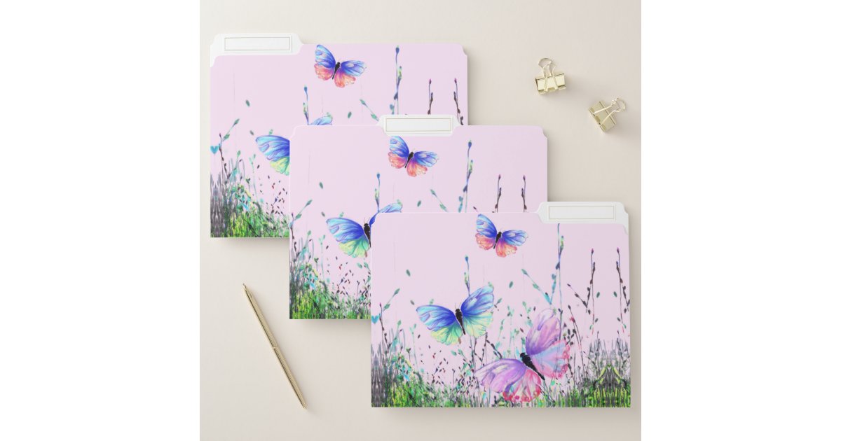 Spring Flying Butterflies File Folder | Zazzle