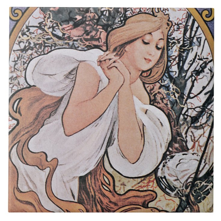 Spring (Four Seasons), Mucha Ceramic Tile | Zazzle