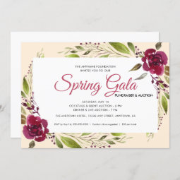 Spring Gala Fundraiser Watercolor Floral Invitation | Zazzle