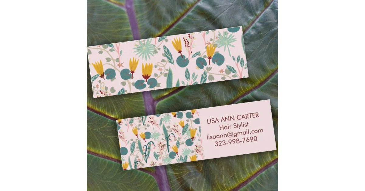 Spring Garden Floral Botanical Pattern Soft Pink Mini Business Card ...