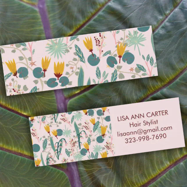 Spring Garden Floral Botanical Pattern Soft Pink Mini Business Card ...