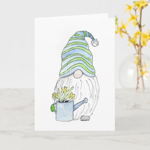 Spring Garden Gnome Card | Zazzle