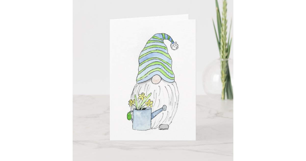 Spring Garden Gnome Card | Zazzle